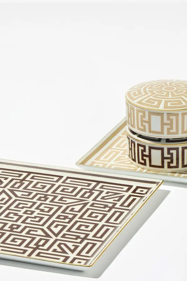 GINORI 1735 Square Tray With Geometric Pattern