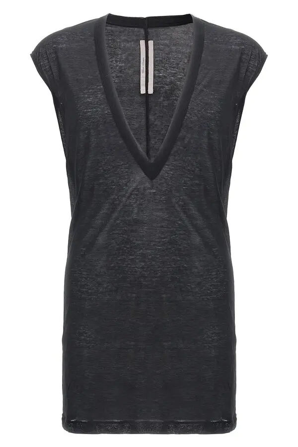 Rick Owens Dylan T Cotton T-shirt With Deep V-neck - Black