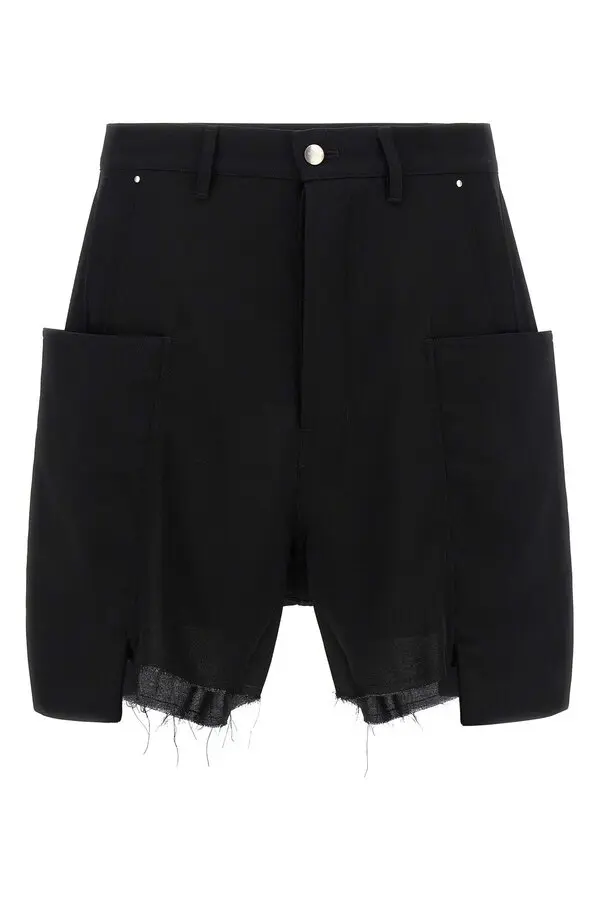 Rick Owens Bermuda Shorts With Architectural Pockets - Black