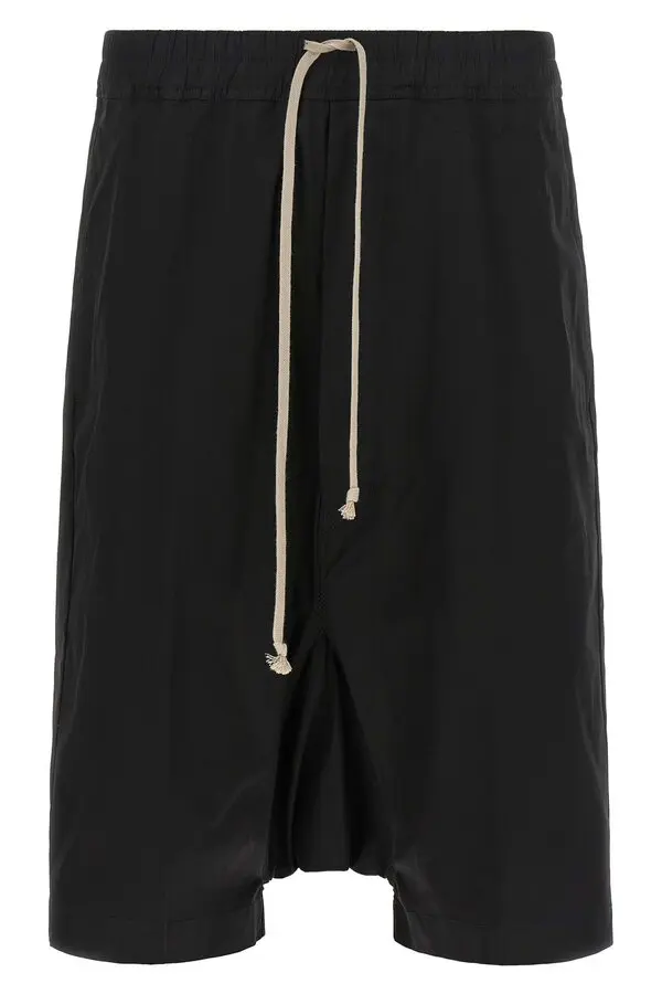 Rick Owens Bermuda Shorts With Contrasting Drawstring - Black