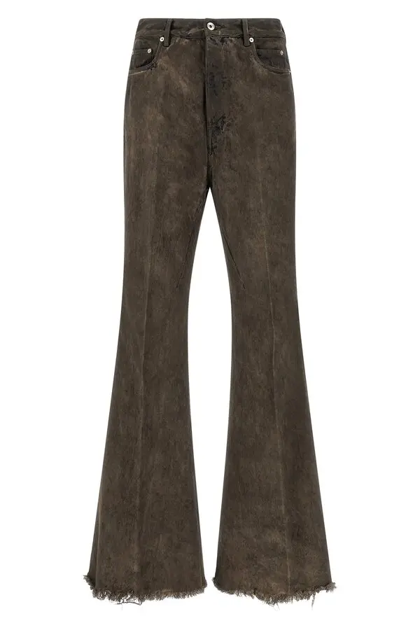 Rick Owens Bolan Bootcut Jeans With Frayed Hem