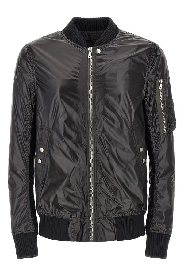 Rick Owens Bomber Jacket With Sleeve Pocket - Black