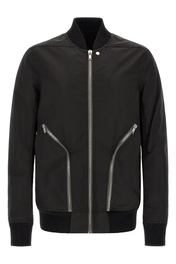 Rick Owens Bomber With Diagonal Zips - Black