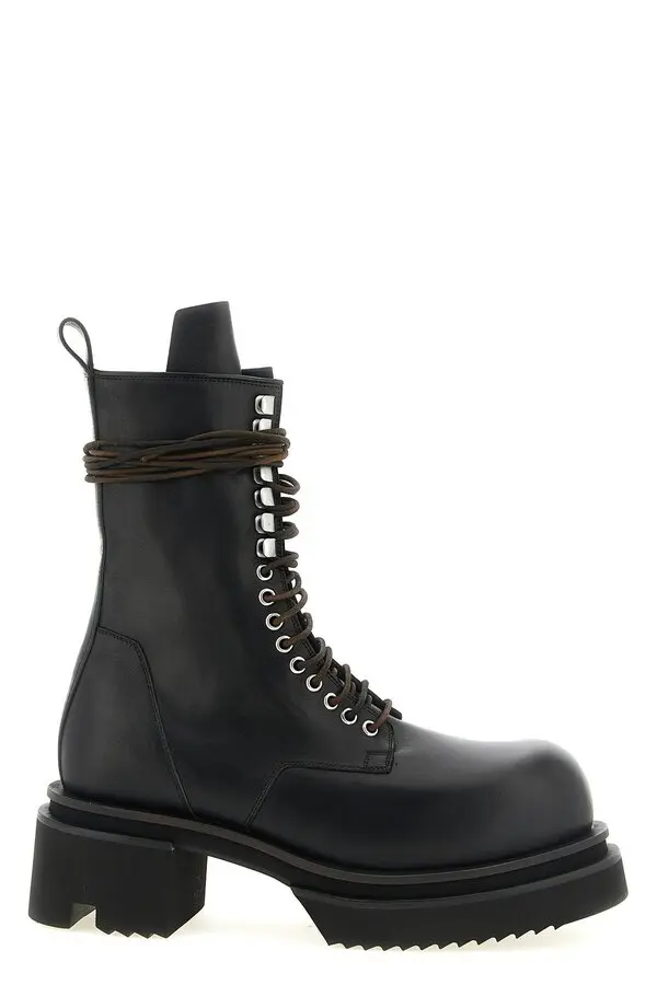 Rick Owens Lace Up Bogun Ankle Boots