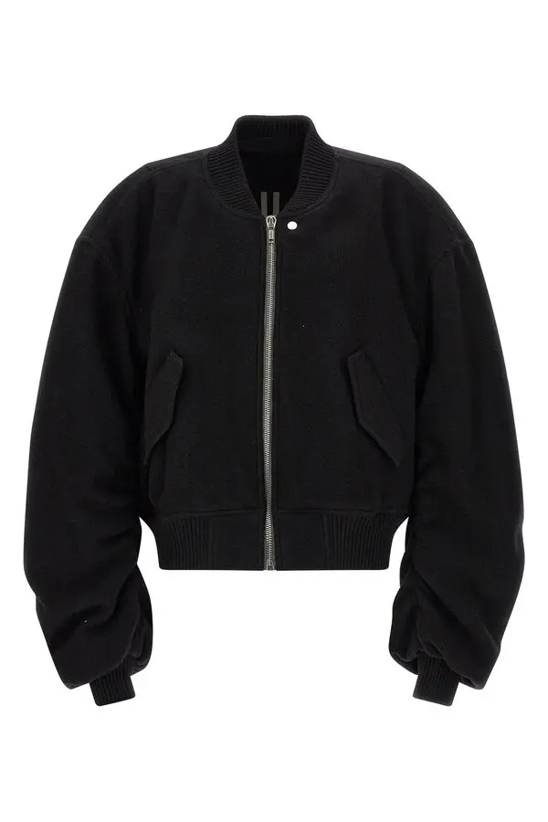 Rick Owens Bomber With Sculptural Sleeves - Black