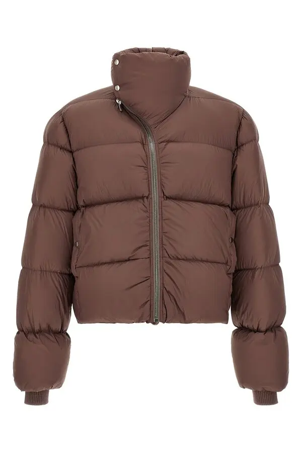 Rick Owens Puffer Jacket Funnel Neck And Asymmetrical Zip