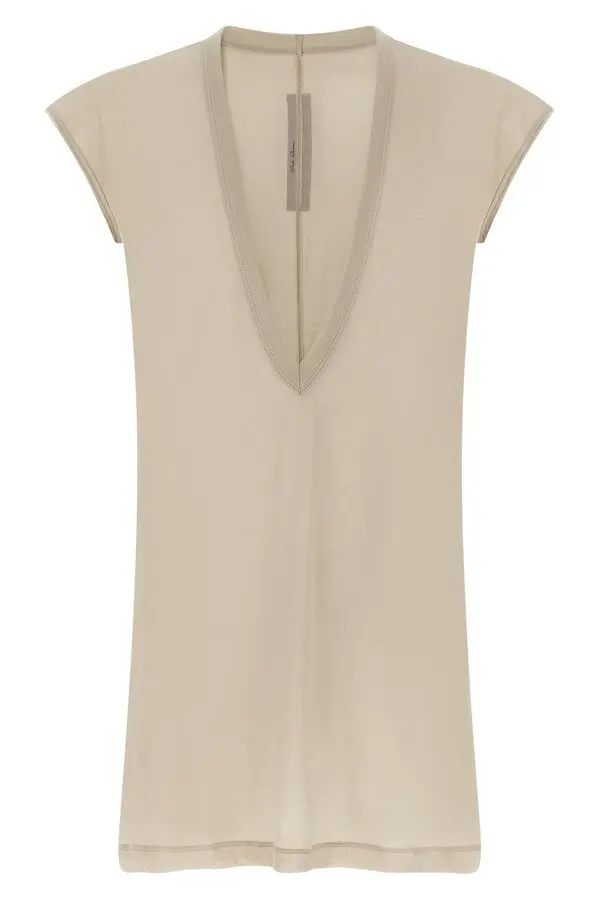 Rick Owens T-shirt With Plunging V-neck - Beige