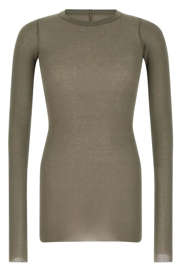 Rick Owens Ribbed T-shirt With Raw Hems
