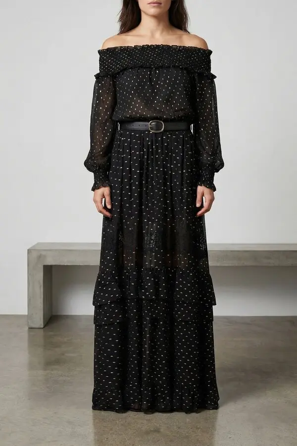 SELF-PORTRAIT Maxi Skirt With Lace Insert
