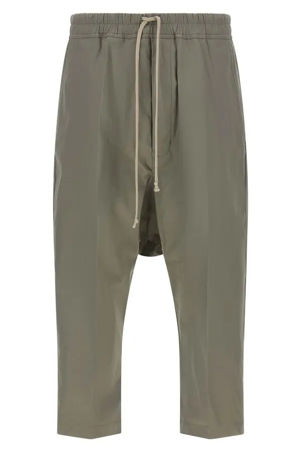 Rick Owens Cropped Trousers With Elongated Drawstring - Gray