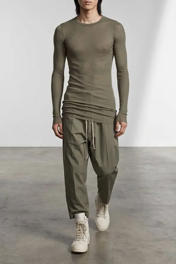 Rick Owens Cropped Trousers With Elongated Drawstring