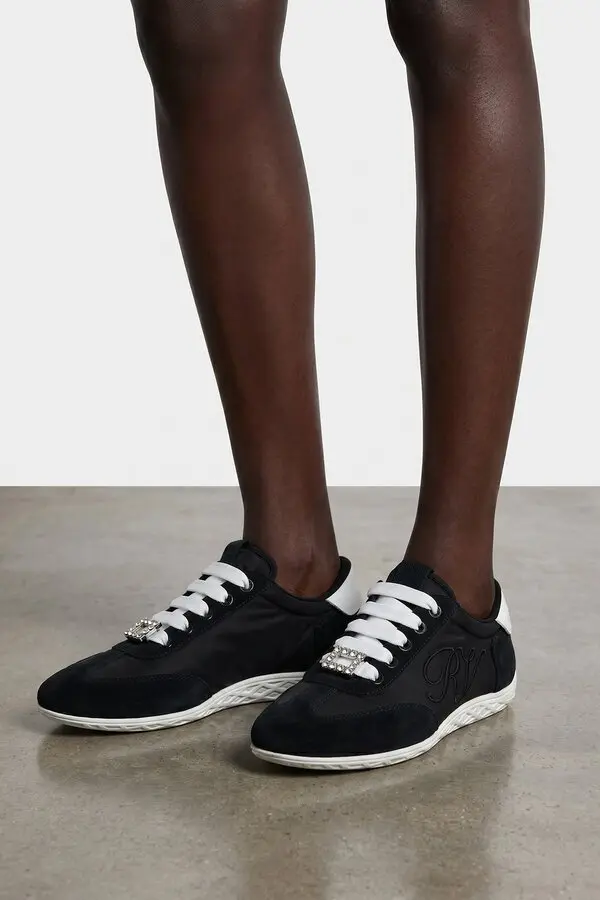 ROGER VIVIER Viv Low Sneaker With Crystal Buckle