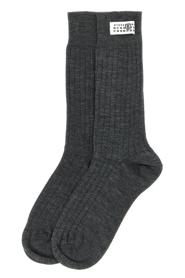 MAISON MARGIELA Numeric Signature Socks - Gray
