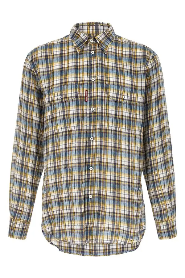 Dsquared2 Linen Shirt With Red Logo Tag