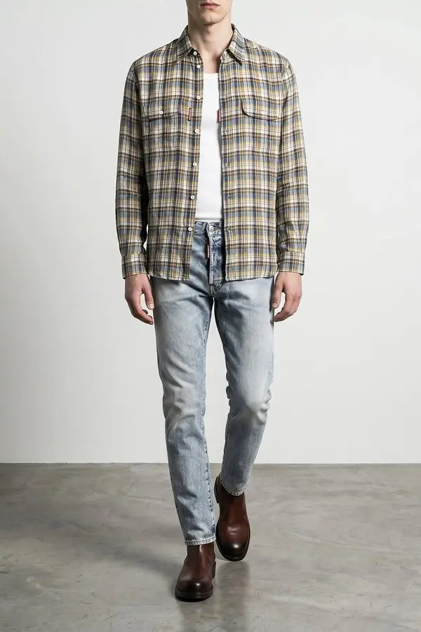 Dsquared2 Linen Shirt With Red Logo Tag