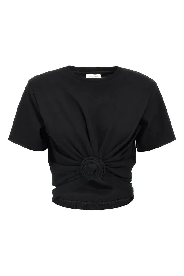 Magda Butrym T-shirt With Front Knot - Black
