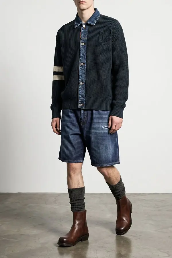 Dsquared2 Denim Bermuda Shorts With Distressed Details