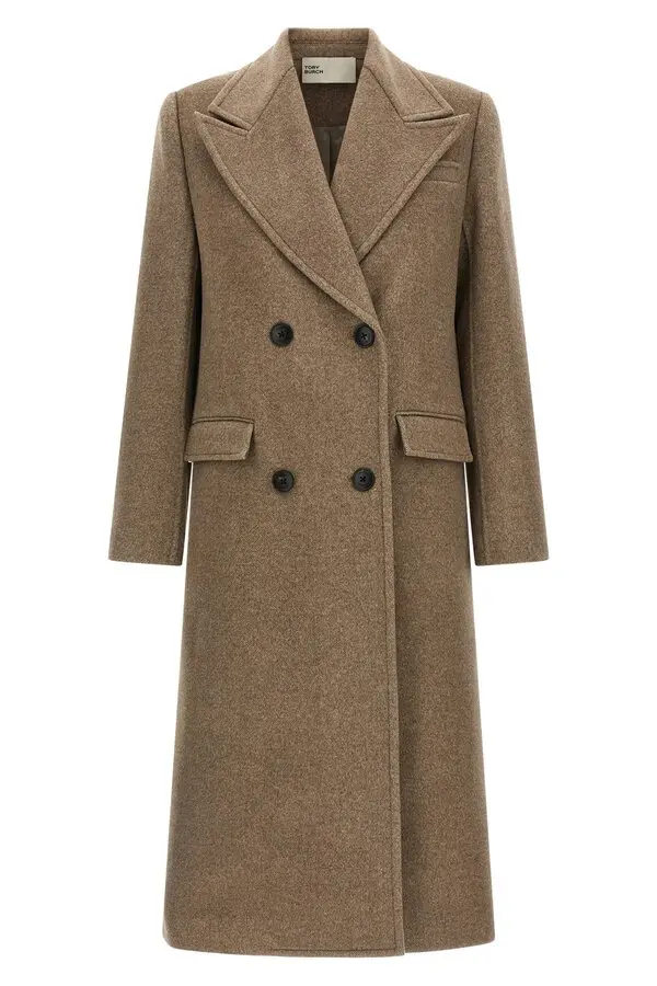 Tory Burch Sartorial Double-breasted Wool Coat - Beige