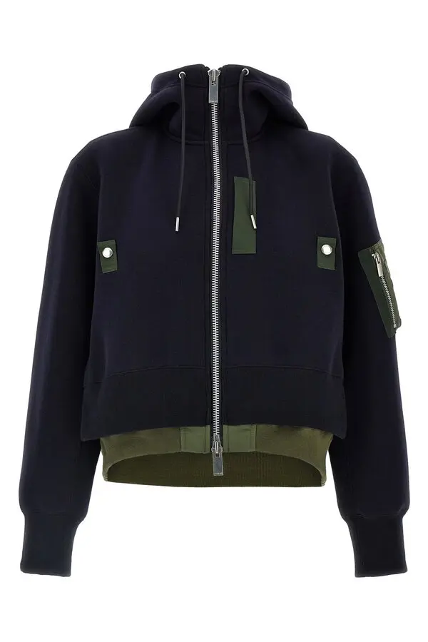 Sacai Hybrid Hoodie With Silver-tone Hardware - Multi