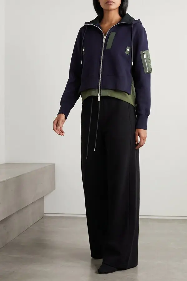 Sacai Hybrid Hoodie With Silver-tone Hardware