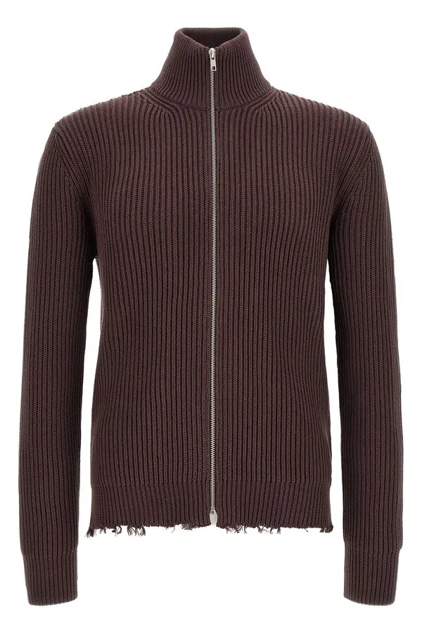 MAISON MARGIELA Ribbed Cotton Turtleneck Sweater - Brown