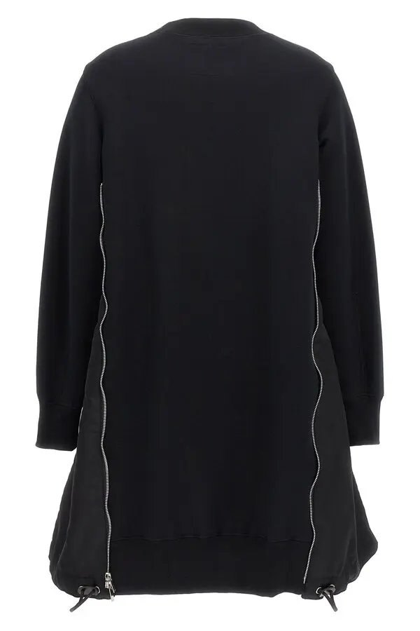 Sacai Sponge Sweat X Nylon Twill' Dress - Black