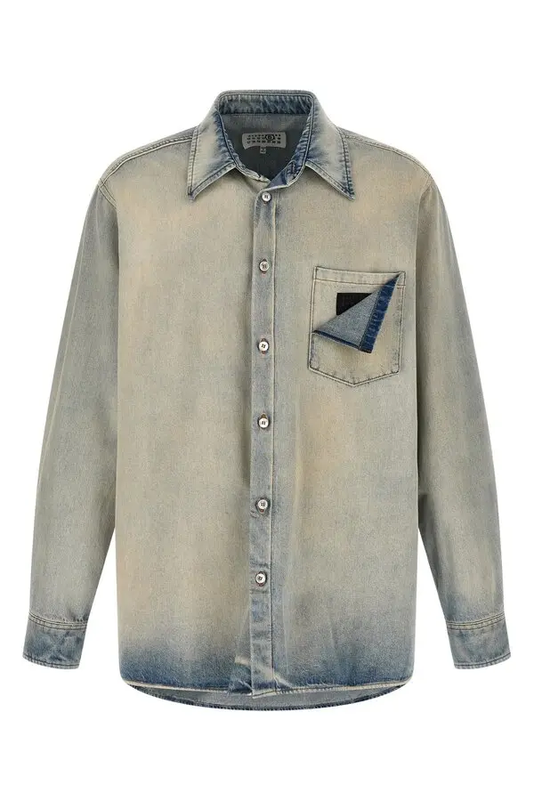 MAISON MARGIELA Numeric Signature Denim Shirt - Light Blue
