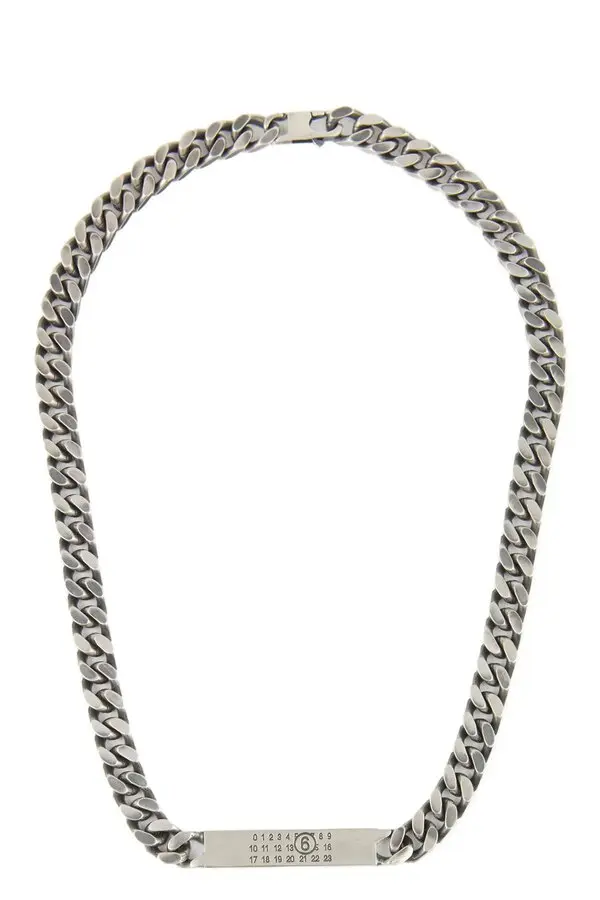 MAISON MARGIELA Necklace With Engraved Plaque - Silver