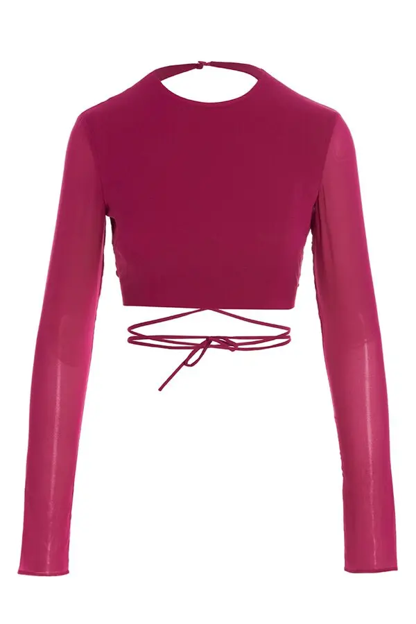 Andamane Top 'open Back Crop Top In Georgette Stretch