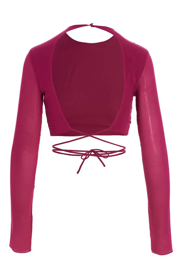 Andamane Top 'open Back Crop Top In Georgette Stretch
