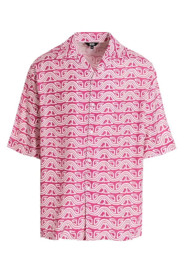 Gcds Shirt 'waved Logo Print Bowling Shirt