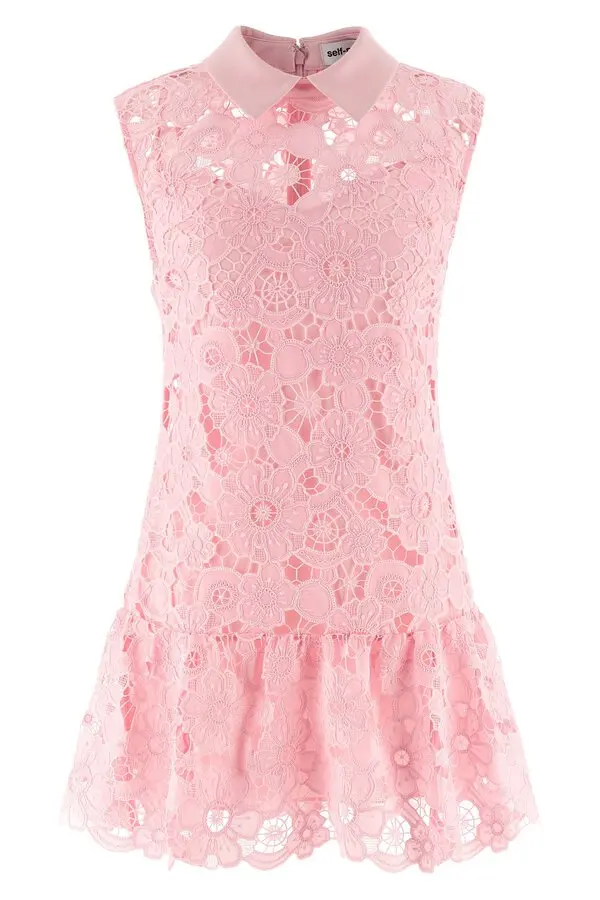 SELF-PORTRAIT Mini Dress With Solid Collar - Pink