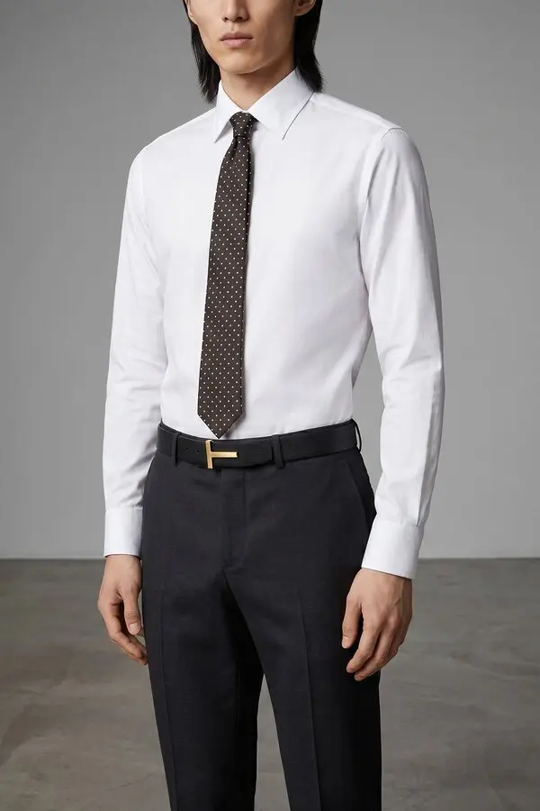 TOM FORD Grained Leather Belt With T Buckle