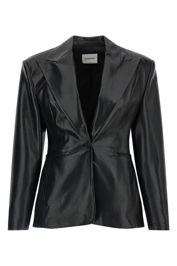 Andamane Single-breasted Leather-effect Blazer