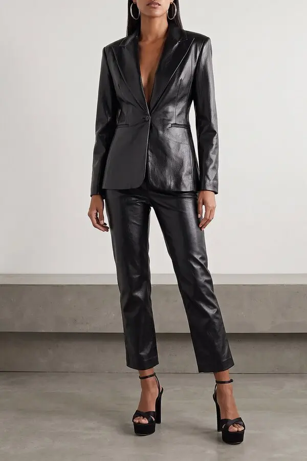 Andamane Single-breasted Leather-effect Blazer