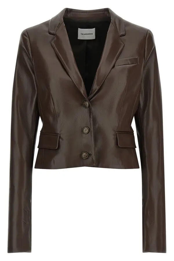 Andamane Fitted Faux Leather Blazer