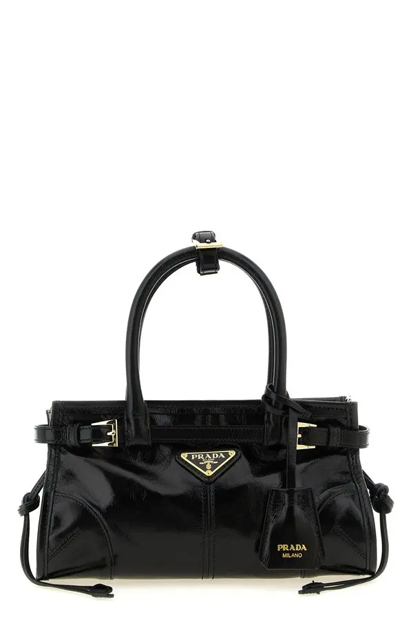 Prada Bonnie Handbag Buckle Details - Black