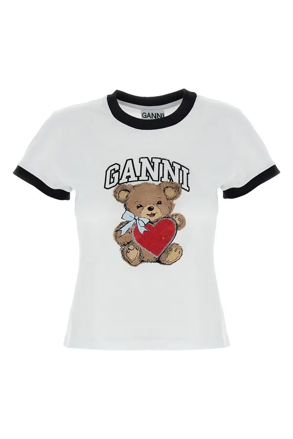 GANNI T-shirt 'basic Jersey Bear Small - White