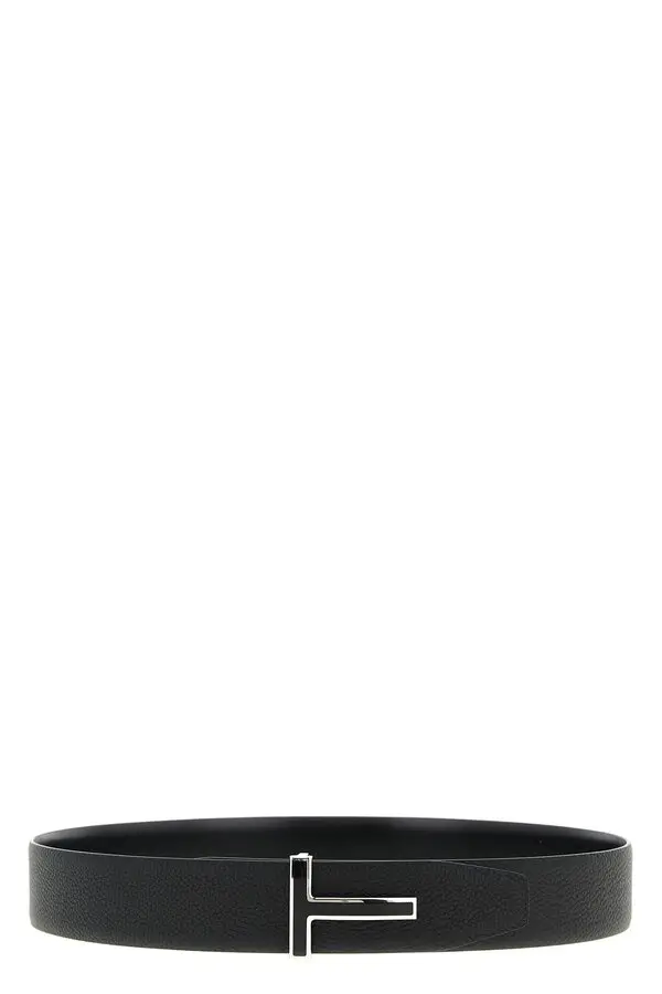 TOM FORD Reversible Belt Iconic T Buckle - Black