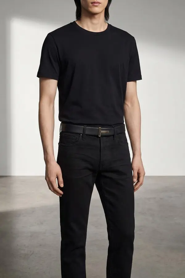 TOM FORD Reversible Leather Belt With T Buckle