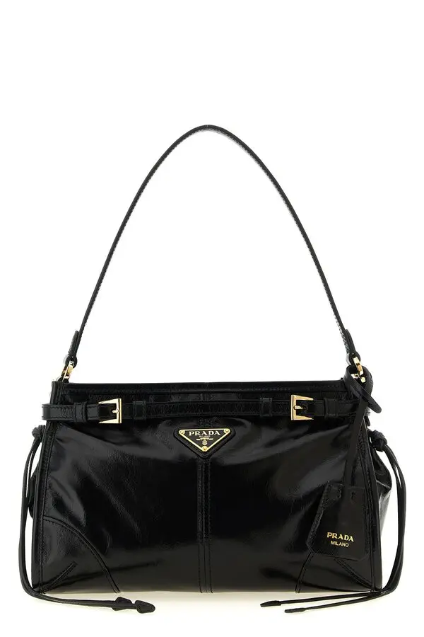 Prada Bonnie Handbag With Belt Detail - Black