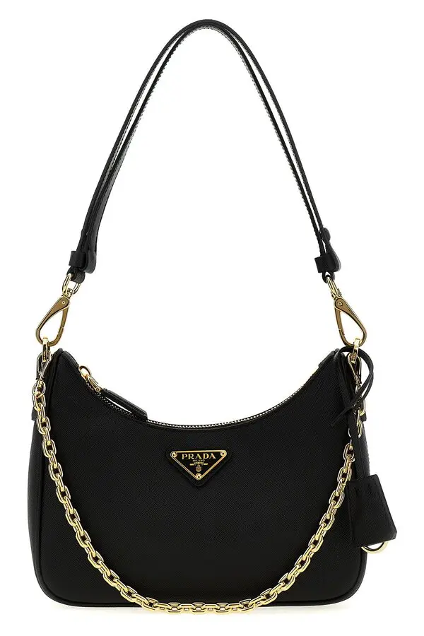 Prada Shoulder Bag 're-edition Mini In Saffiano - Black