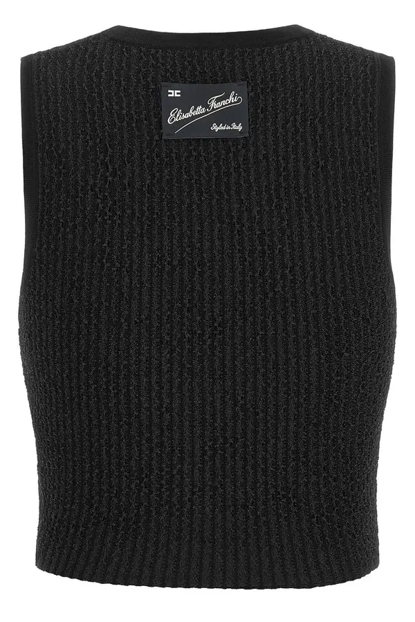 Elisabetta Franchi Sleeveless Top With Ribbed Knit