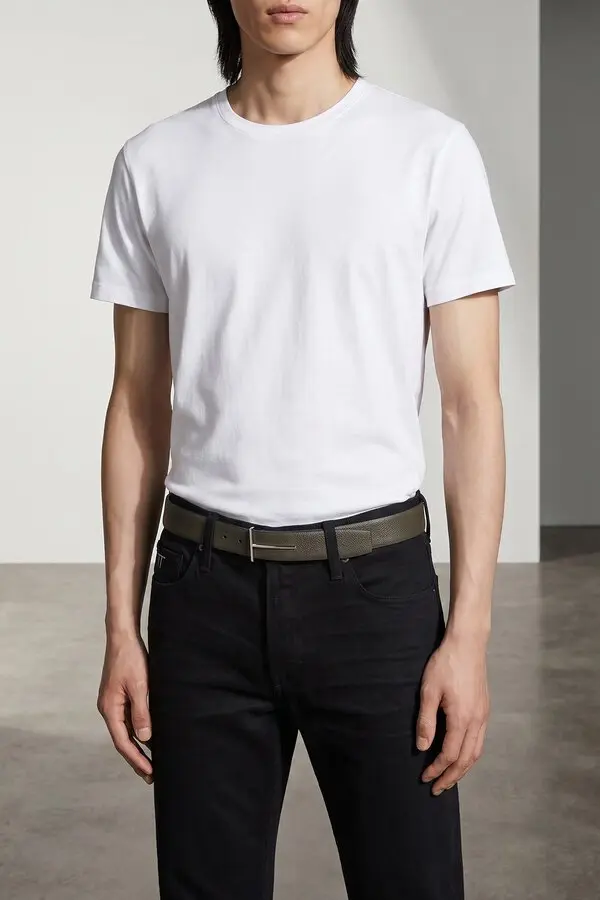TOM FORD Pebbled Leather Reversible T Belt