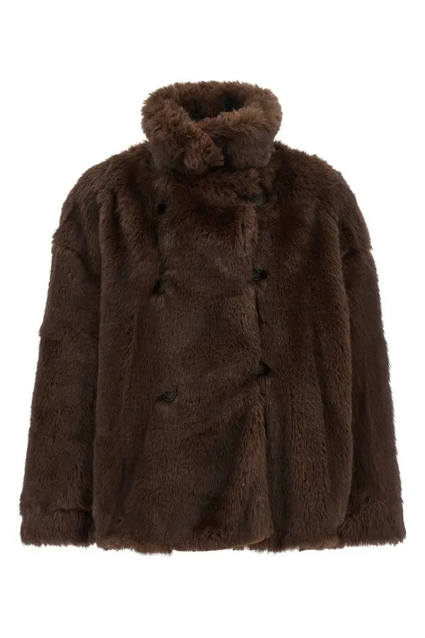 THELATEST Emma Faux Fur Coat - Brown