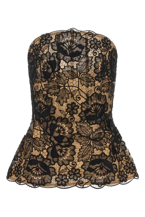 Elie Saab Guipure Lace Corset Top - Black