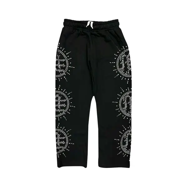Mixed Emotion Eclipse Rhinestone Sweatpants - Black