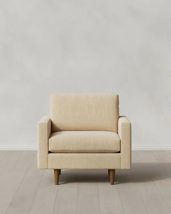 Quince Atlas Midcentury Accent Chair In Performance Chenille-linen Blend - Eggshell