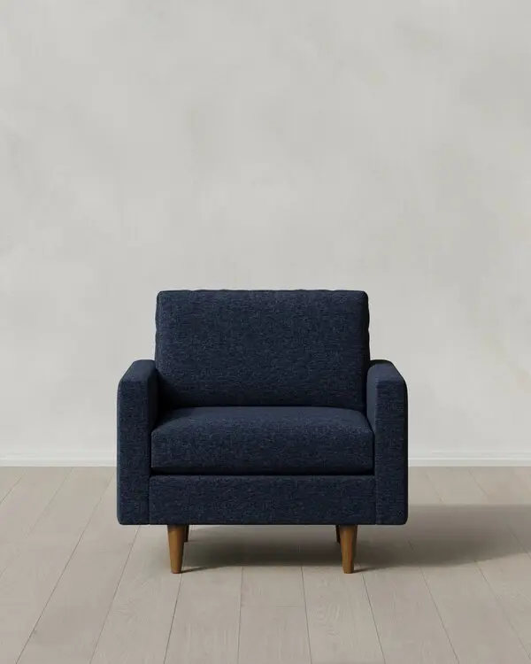 Quince Atlas Midcentury Accent Chair In Performance Chenille-linen Blend - Ink