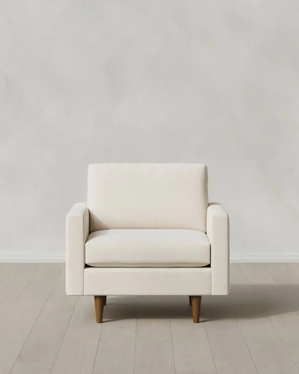 Quince Atlas Midcentury Accent Chair In Performance Chenille-linen Blend - Marshmallow